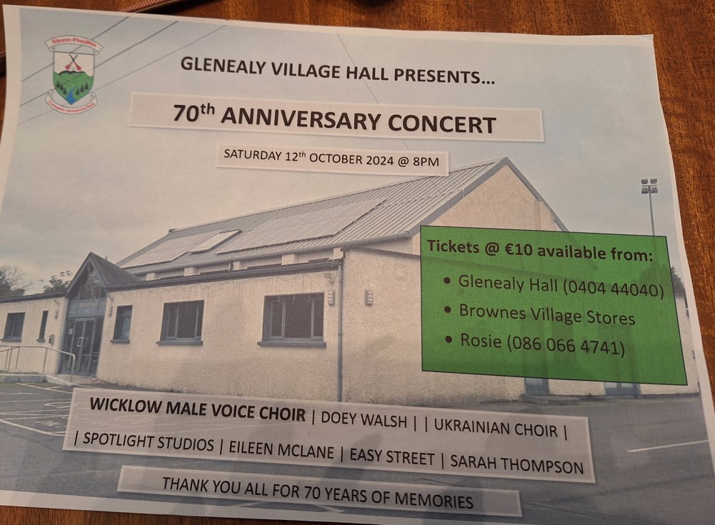 Glenealy Hall 70th Anniversary Concert - Parishes of Wicklow, Ashford & KBB